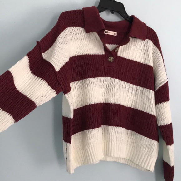 Sweaters | Nwt Cropped Collared Knit Sweater Juniors Large | Poshmark